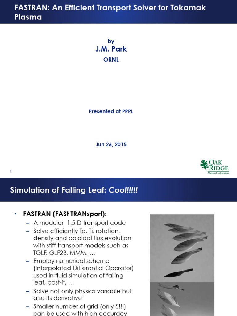 FASTRAN An Efficient Transport Solver For Tokamak Plasma | PDF | Equations | Computational Science