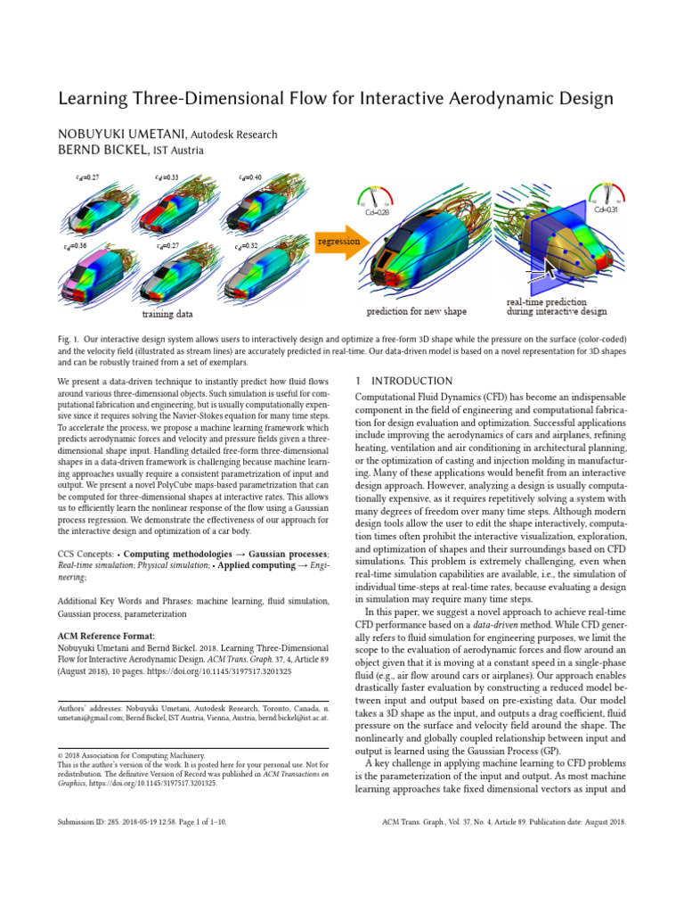 2018 Sigg Learning3DAerodynamics | PDF | Machine Learning | Simulation