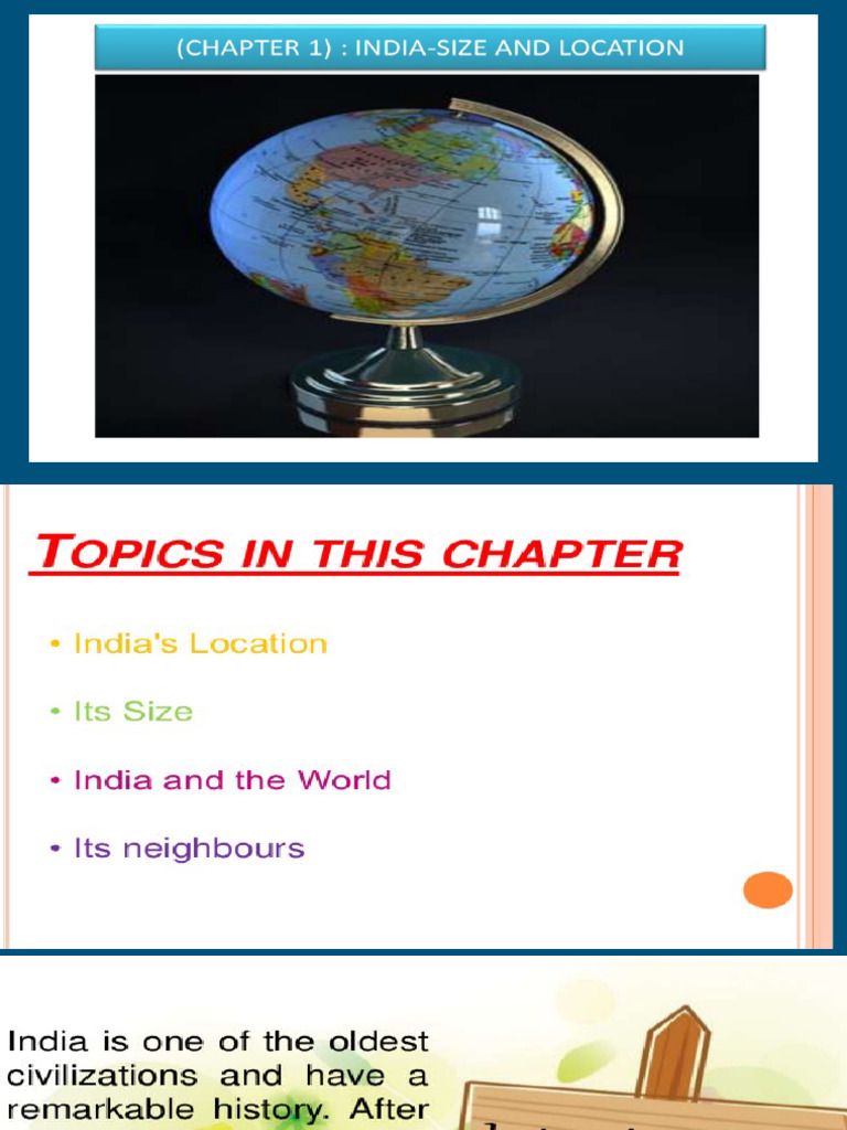 CLASS 9 GEOGRAPHY CHAPTER 1 - India Size and Location | PDF