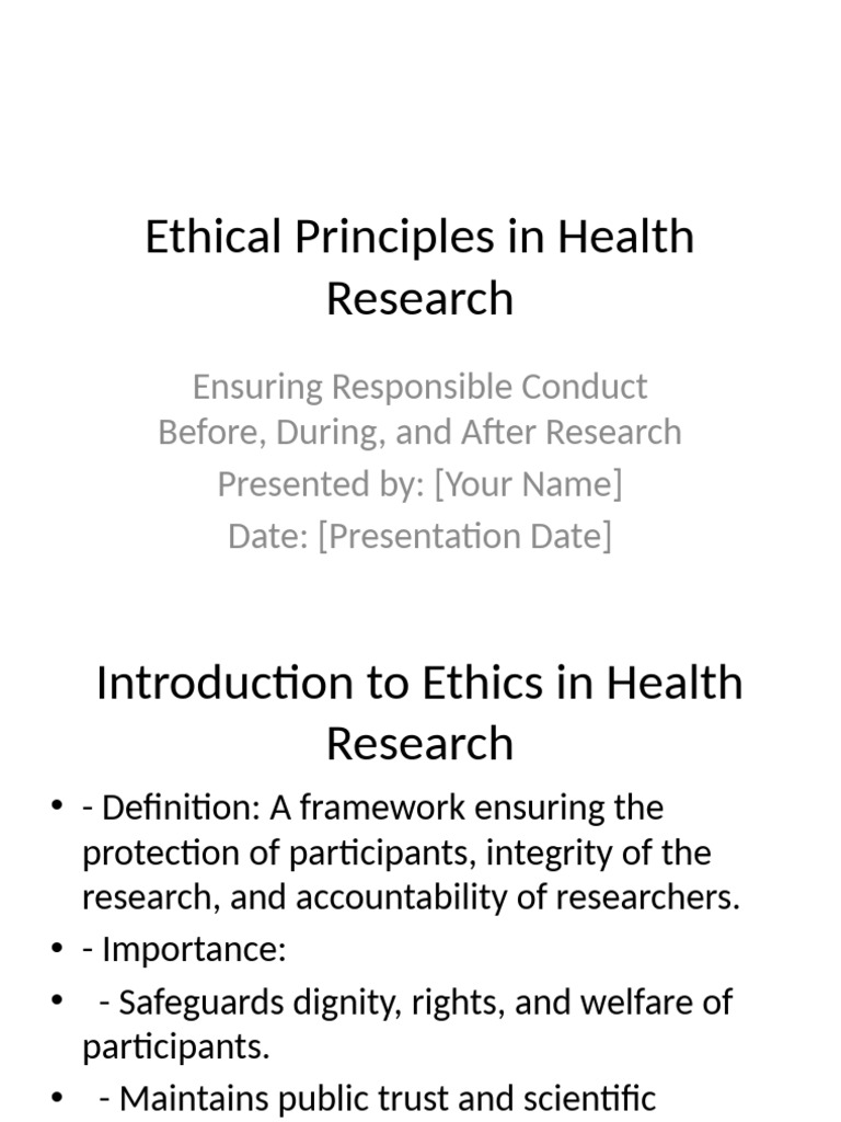 Ethical Principles in Health Research | PDF