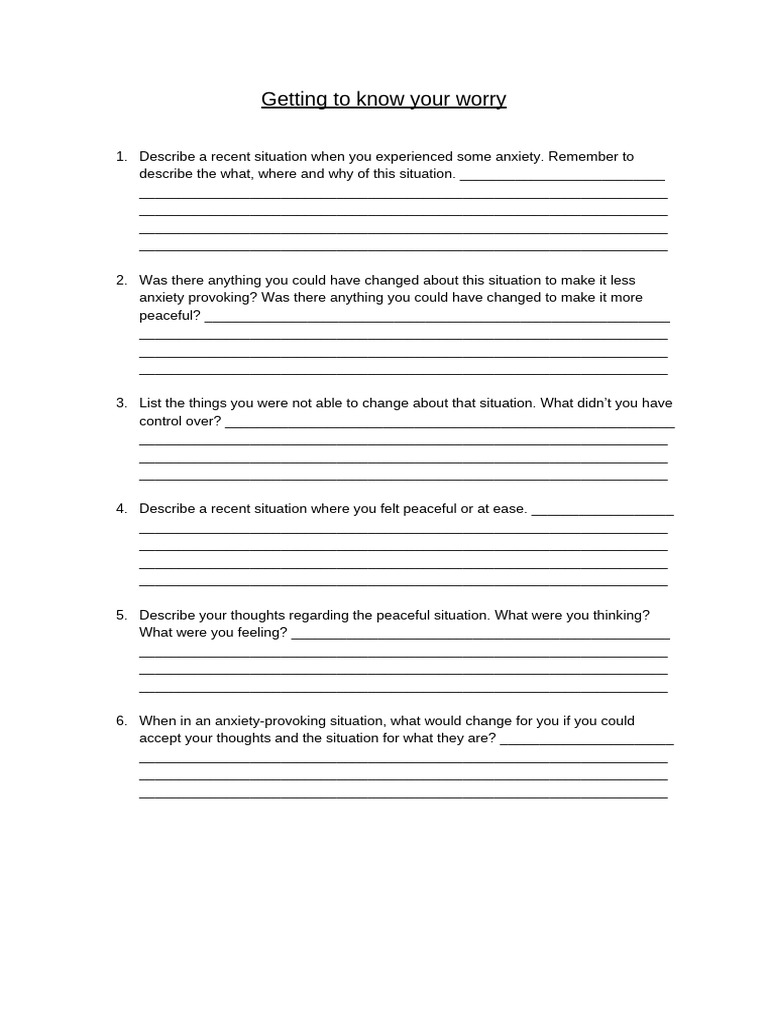 Getting To Know Your Worry | PDF