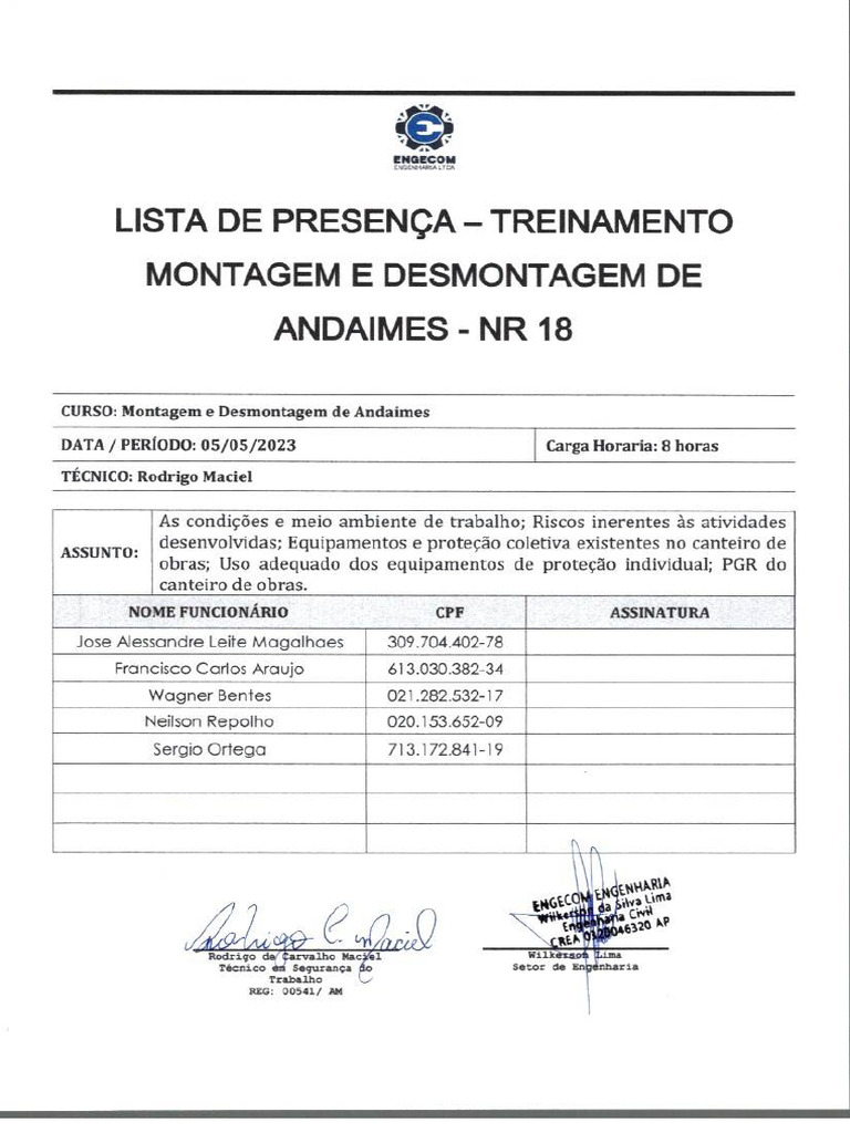 Lista de Presenca - Assinada | PDF