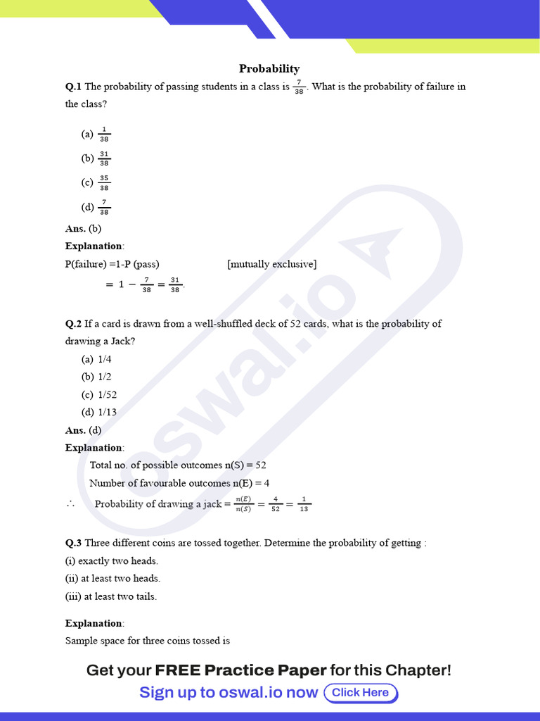 Probability Problems and Solutions | PDF | Probability | Applied ...