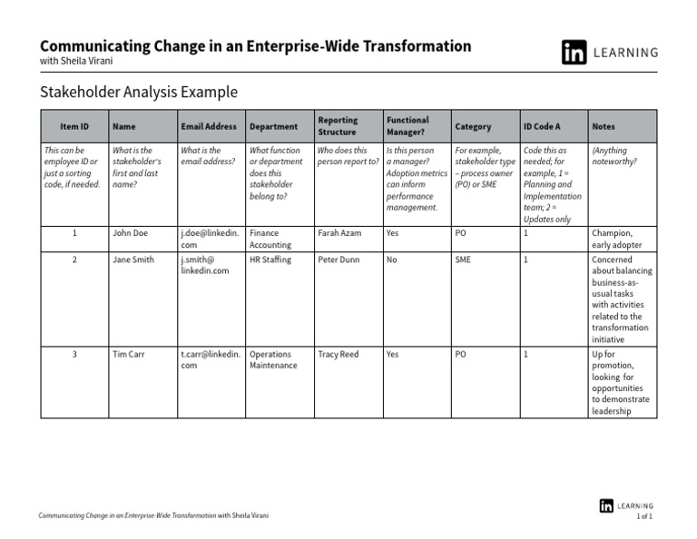 Stakeholder Analysis Example | PDF | Business Economics | Economies
