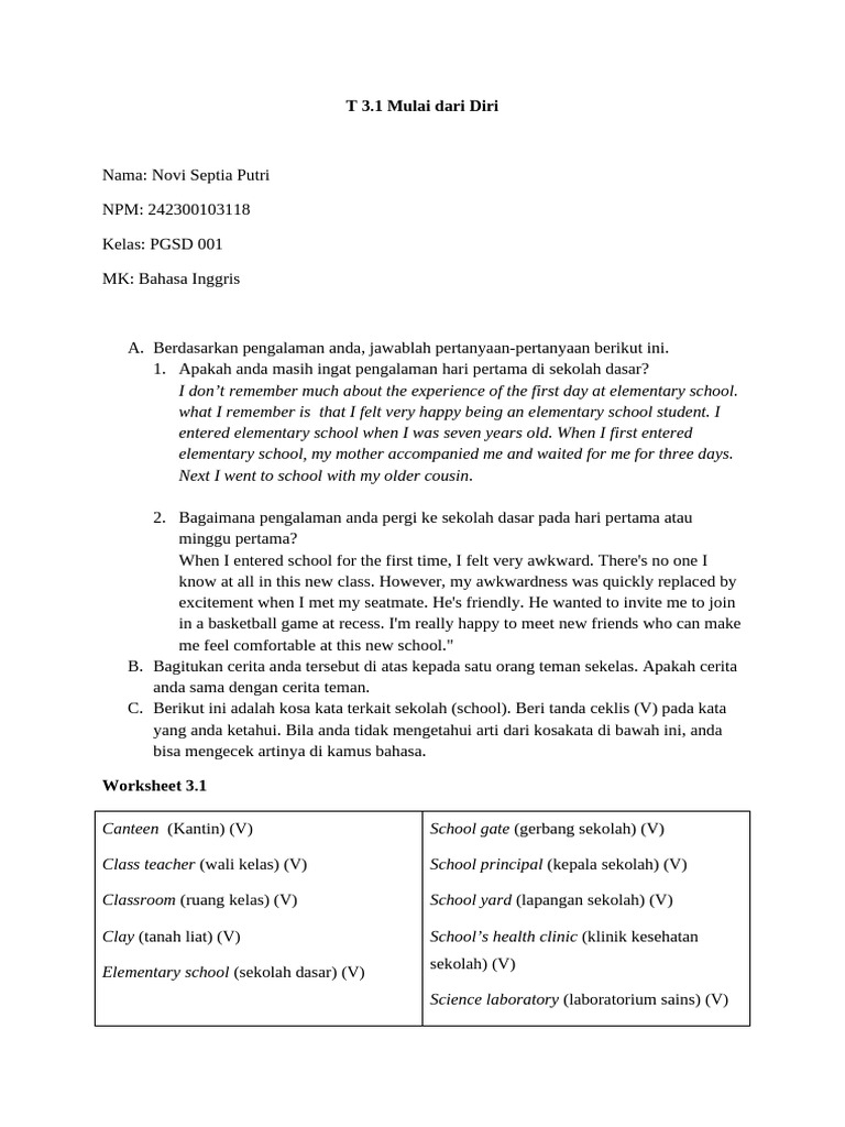 T 3.1 Mulai Dari Diri Novi Septia Putri | PDF