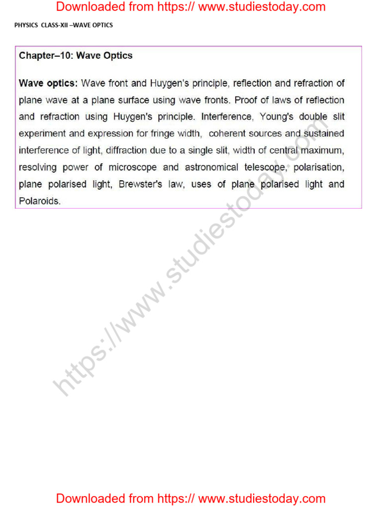 Wave Optics | PDF | Diffraction | Wavelength