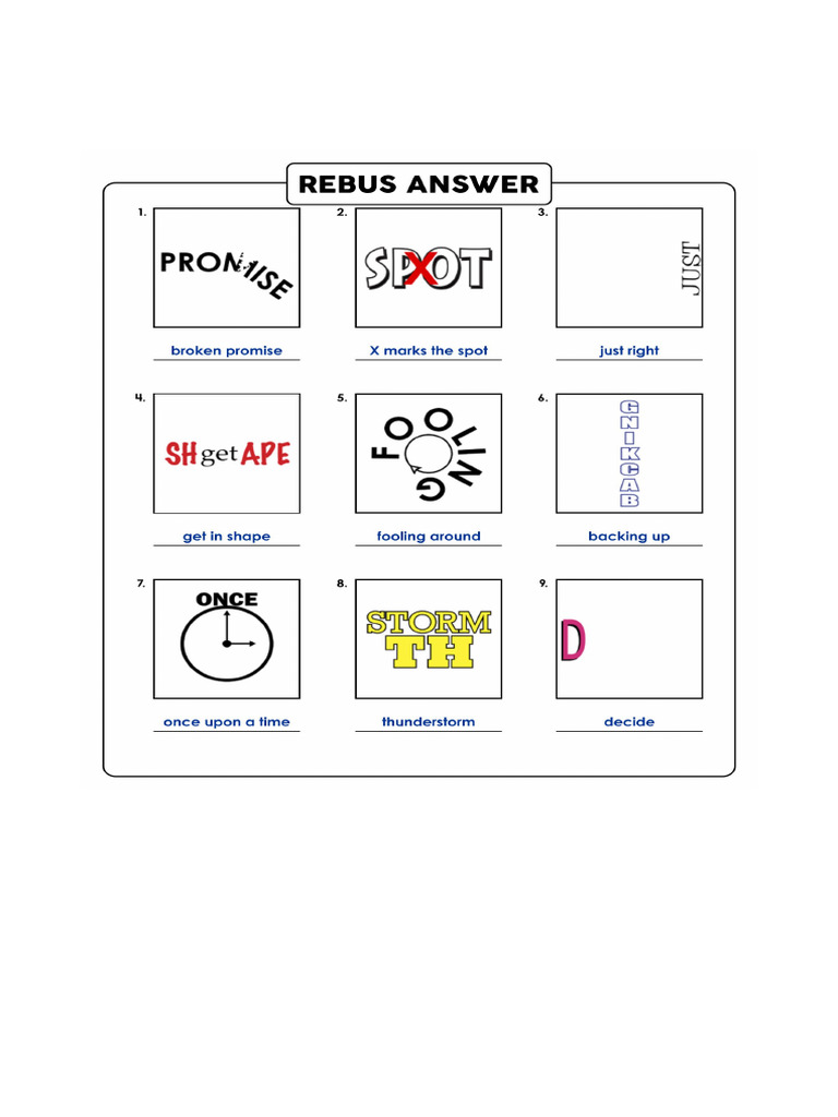 Rebus Word Puzzles With Answers - 260682.jpg | PDF