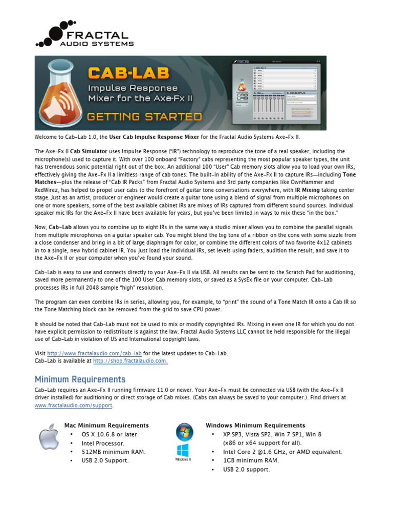 Cab Lab Getting Started Guide | PDF | Microphone | Software