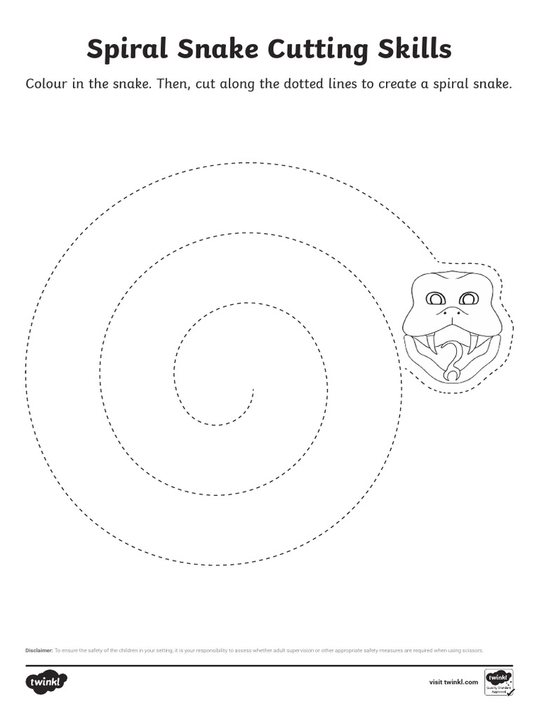 Spiral Snake Cutting Skills Activity | PDF