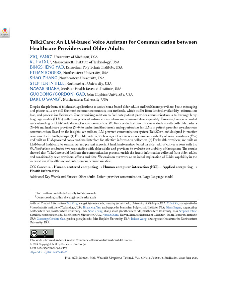 Talk2Care: An LLM-based Voice Assistant For Communication Between ...