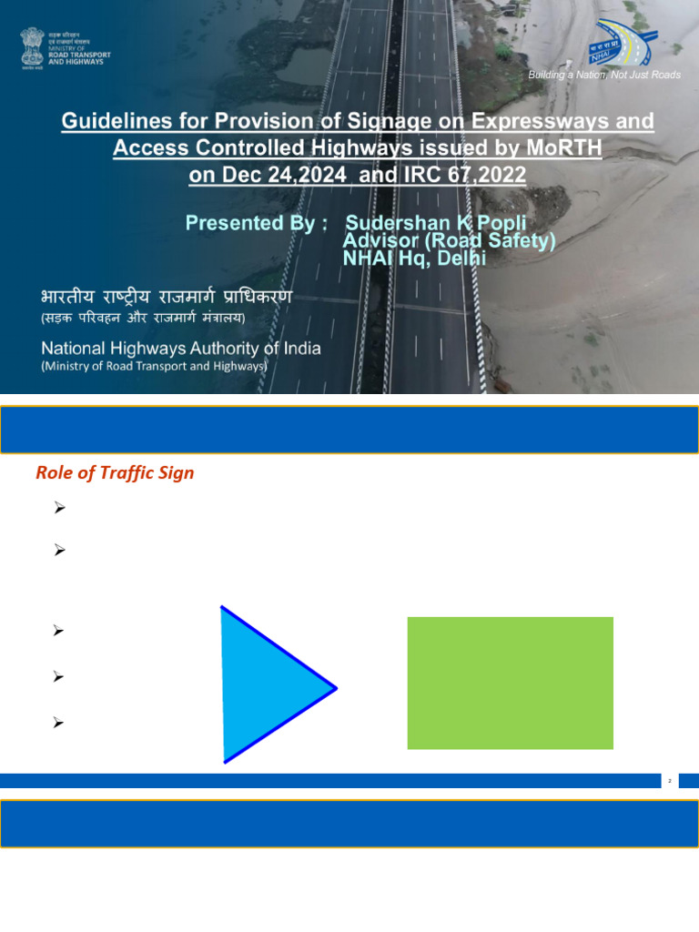 Traffic Signs - MoRTH Guidlines - S K Popli - Jan11 | PDF | Road | Traffic