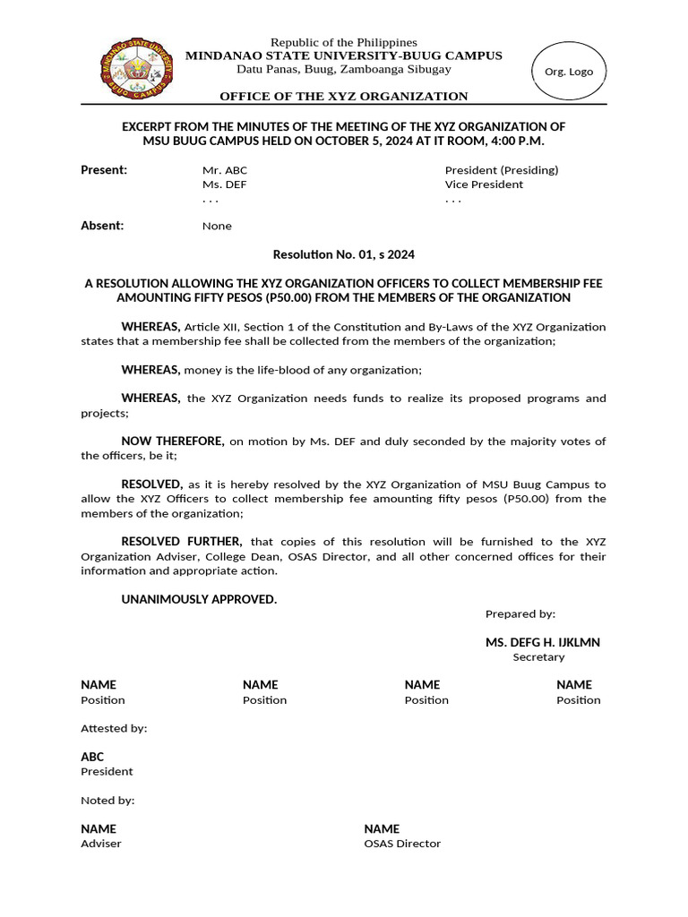 Handout Resolution | PDF