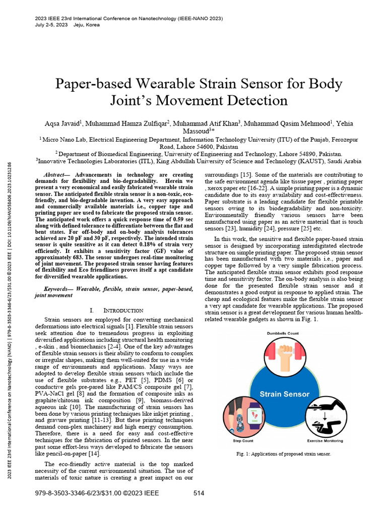 Eco-Friendly Wearable Strain Sensor | PDF | Capacitor | Sensor