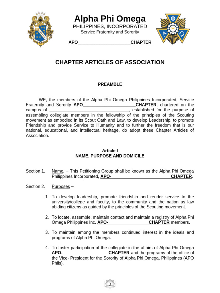 Alpha Phi Omega Chapter Articles | PDF