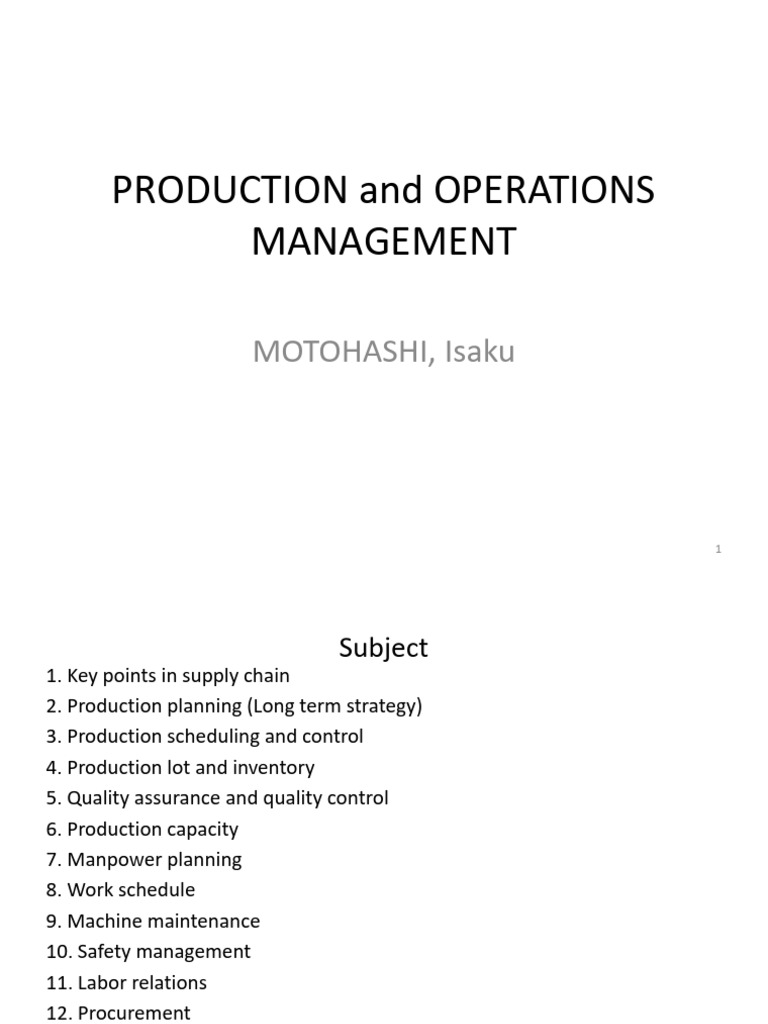 Production and Operations Management Guide | PDF | Inventory | Supply Chain