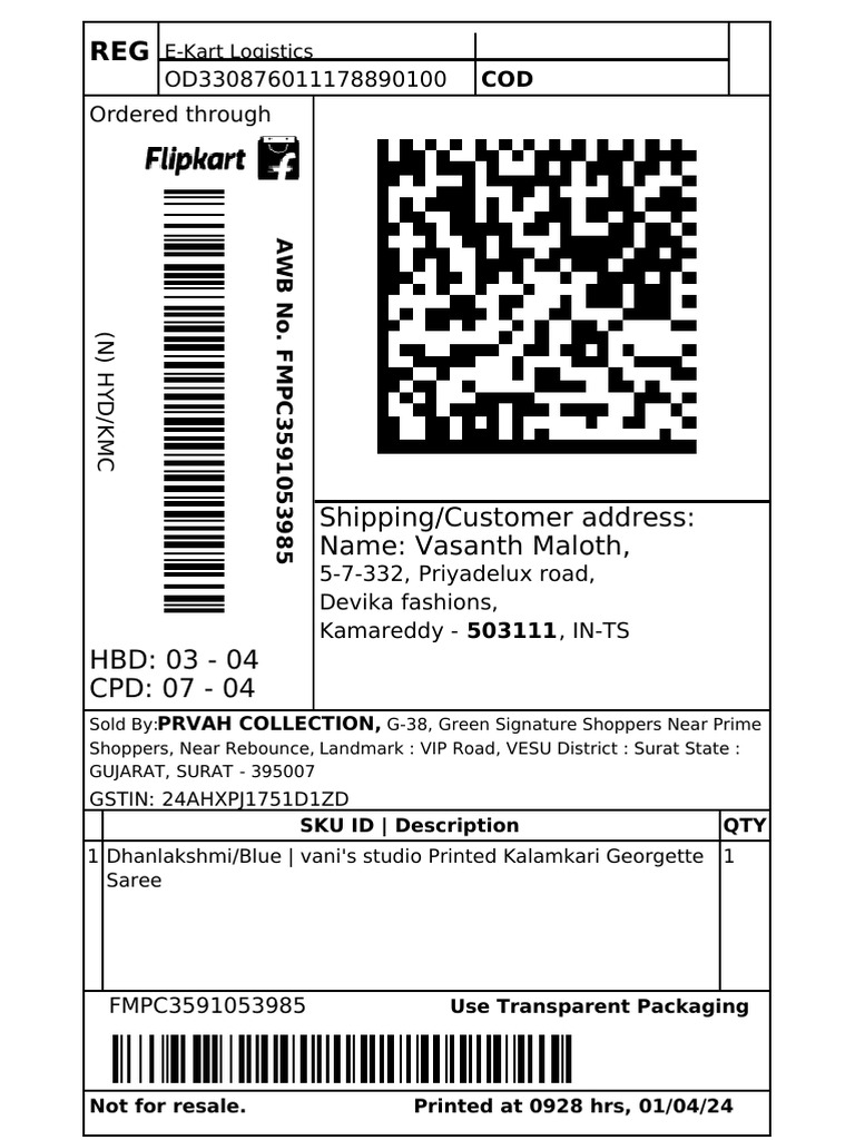 Transparent Packaging for Sarees | PDF | Invoice | Trade