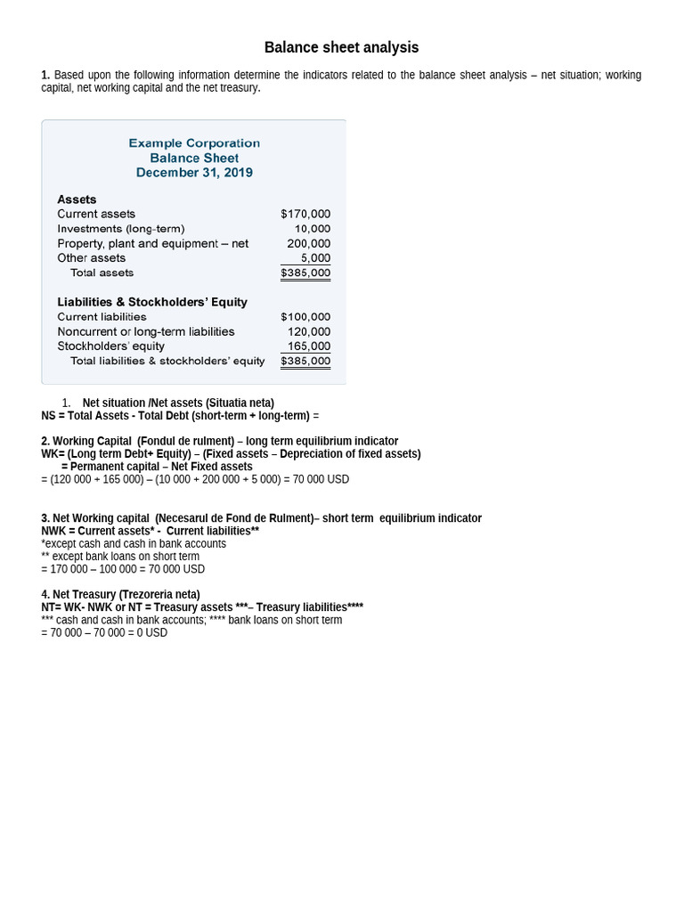 Working Capital and Treasury Analysis | PDF | Equity (Finance ...
