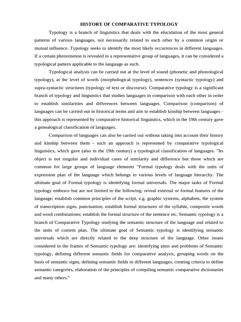 History of Comparative Typology | PDF | Linguistic Typology | Word