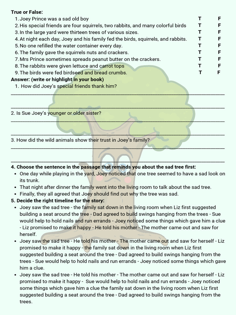 Joey and The Sad Tree (Part 1) | PDF