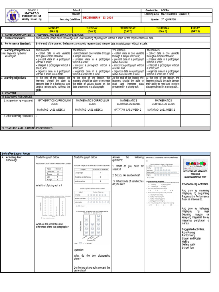 Q3G1_MATH_W2-FINAL-2 | PDF | Curriculum | Data