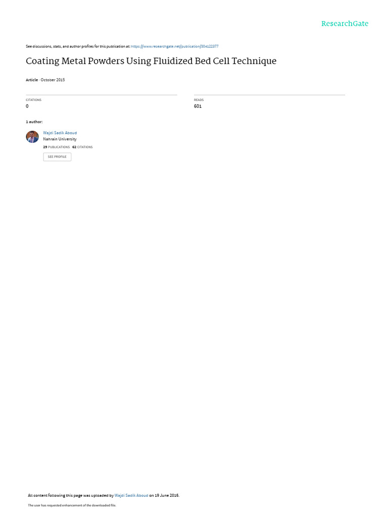 Coating Metal Powders Using Fluidized Bed Cell Technique | PDF | Iron ...