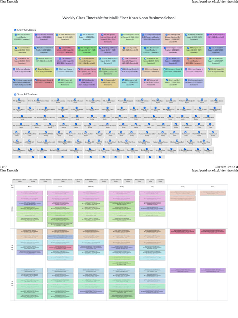Class Timetable 10-02-2025 | PDF | Business