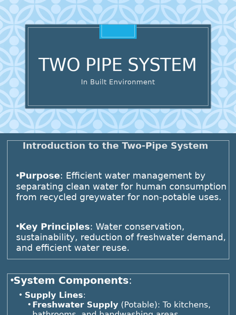 Module 10 Two Pipe System | PDF | Reclaimed Water | Plumbing