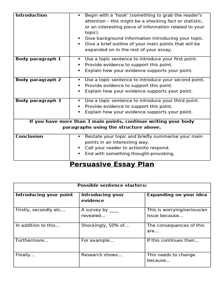 Persuasive Essay Structure Guide | PDF