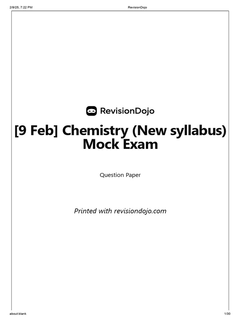 Chemistry S1 mock questions | PDF | Atomic Nucleus | Gases