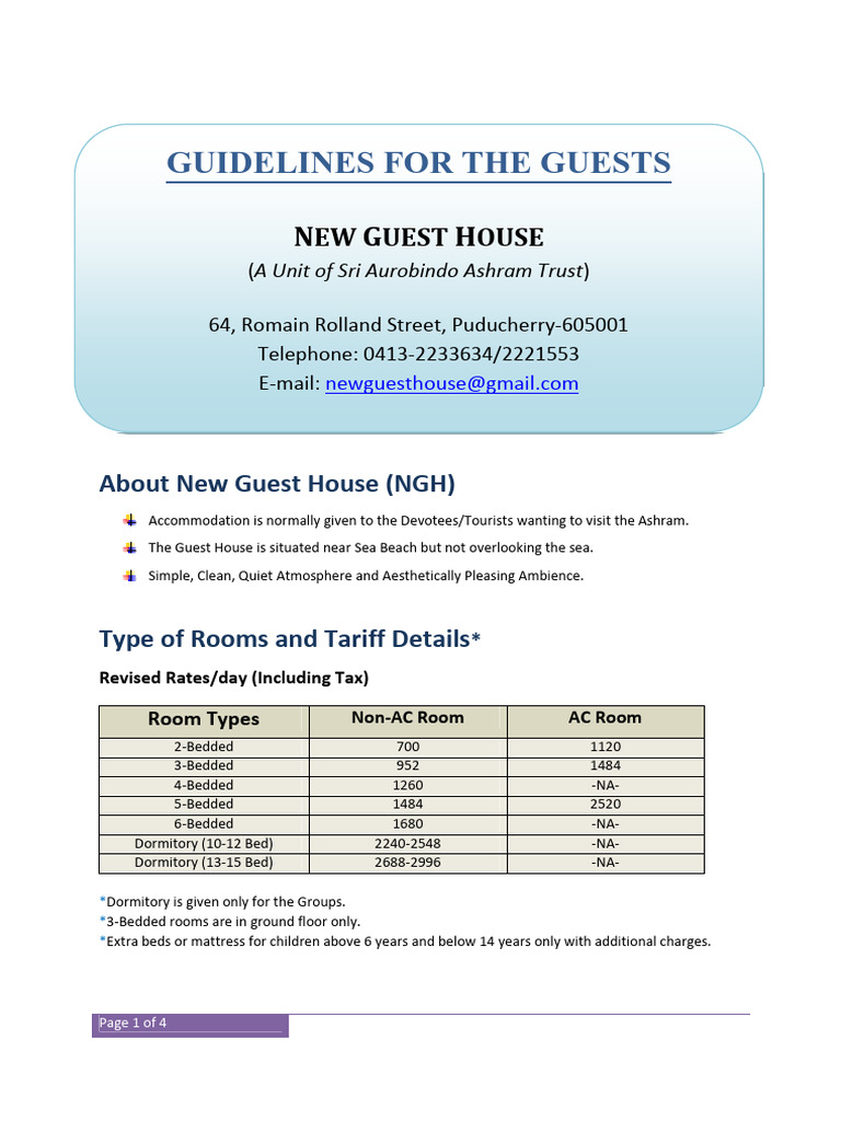 Guidelines For NGH Guests | PDF