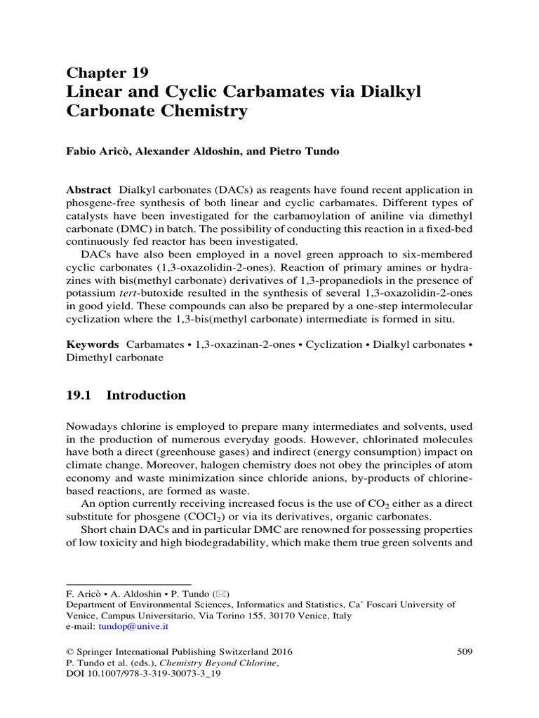 Green Synthesis of Carbamates Using DACs | PDF | Chemical Reactions | Amine