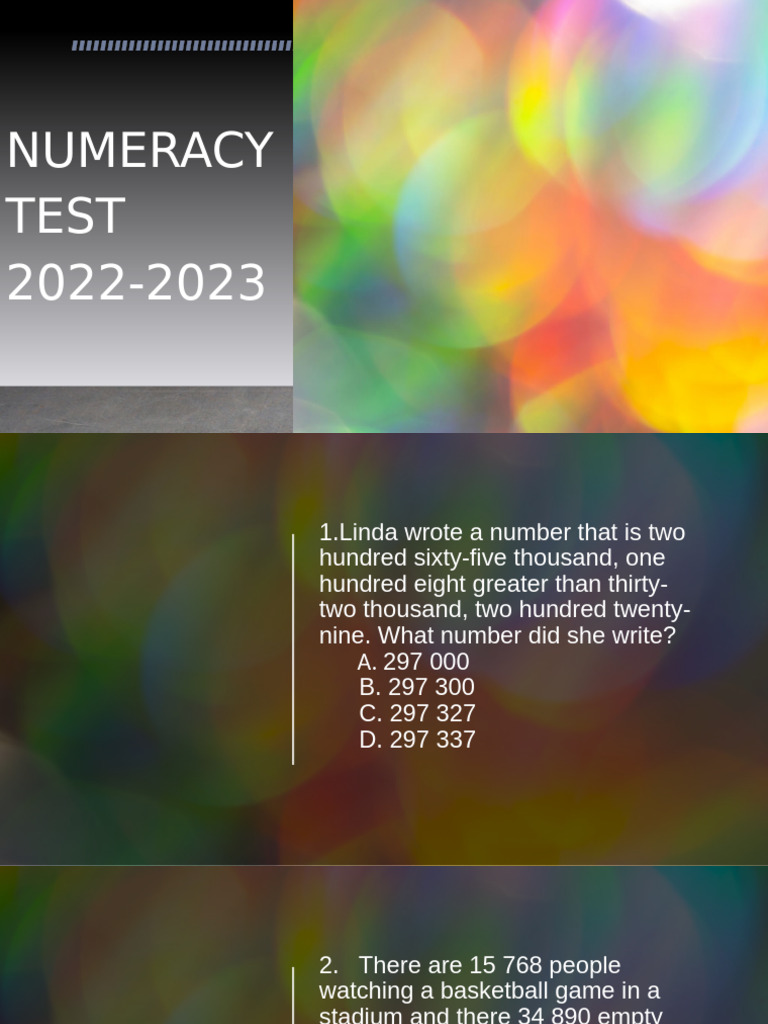 Numeracy Test 2022 2023 | PDF