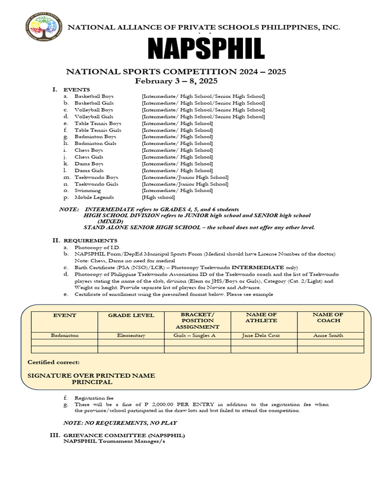 FINAL COMPLETE 2025 NAPSPHIL National Sports Guidelines | PDF ...