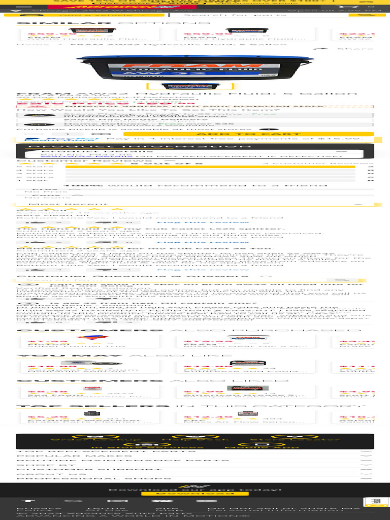 FRAM AW32 Hydraulic Fluid 5 Gallon F932-05 - Advance Auto Parts | PDF