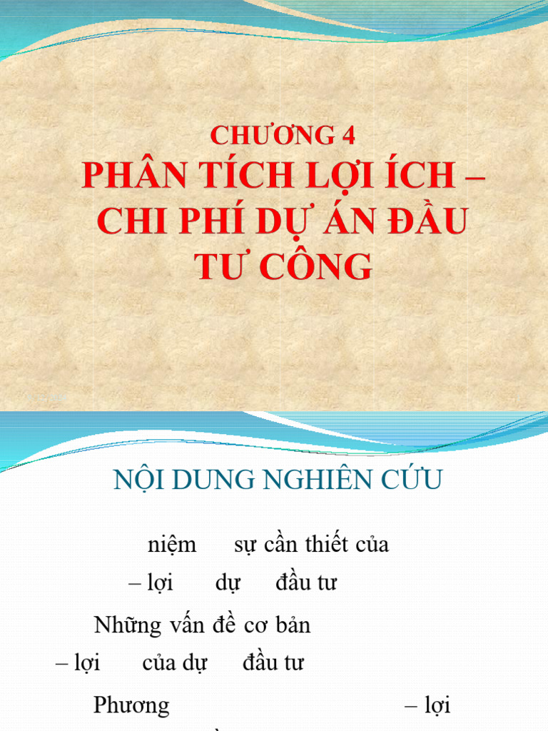Chuong 4 Phan Tich Loi Ich Chi Phi Du An Dau Tu Cong | PDF