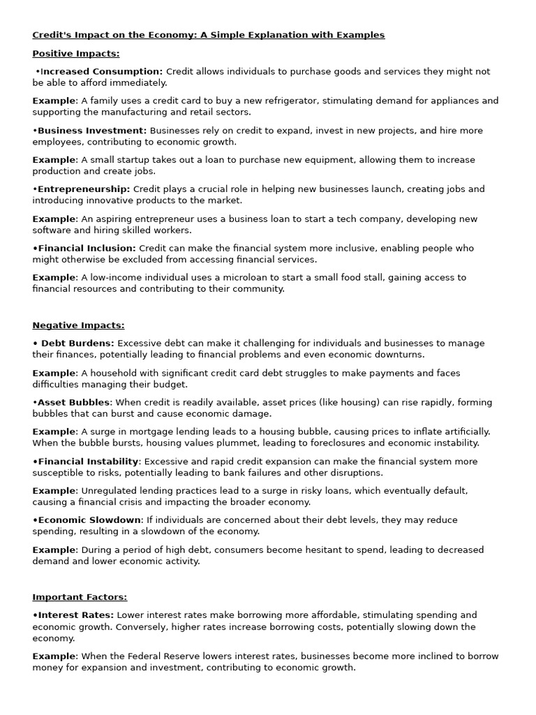 Credit's Economic Impact Explained | PDF | Credit | Finance & Money ...
