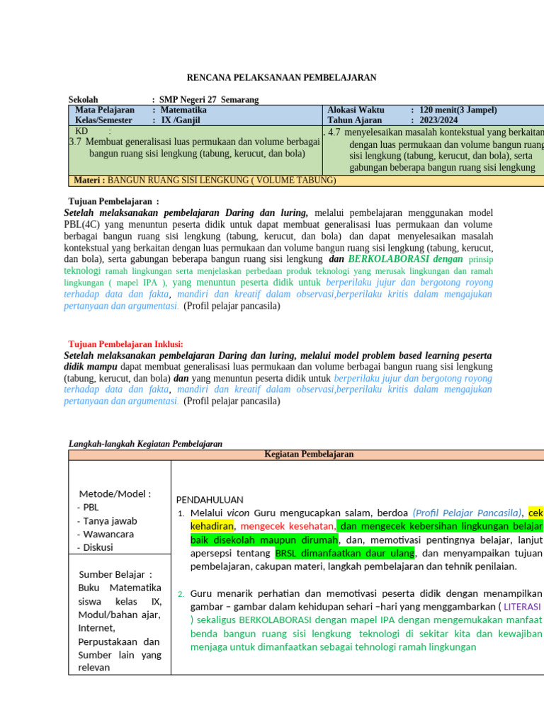 RPP Mat 9 PLUS | PDF