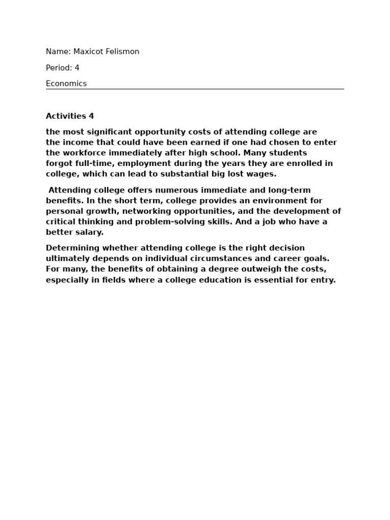 College Costs vs. Benefits Analysis | PDF