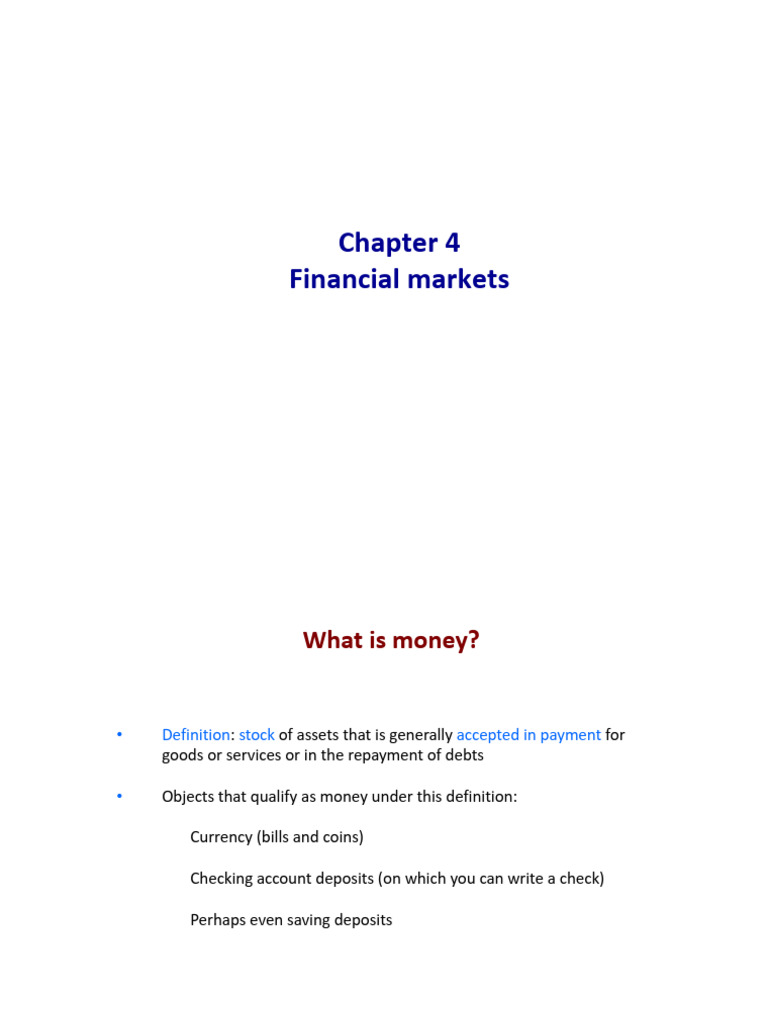 Financial Markets (Chapter 4) | PDF | Money Supply | Money