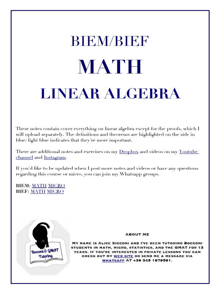 Linear Algebra | PDF | Basis (Linear Algebra) | Determinant