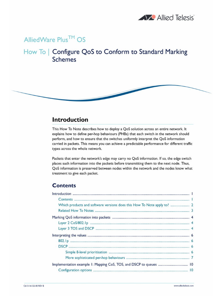 How To Configure QoS To Conform To Standard Marking Schemes REV B ...