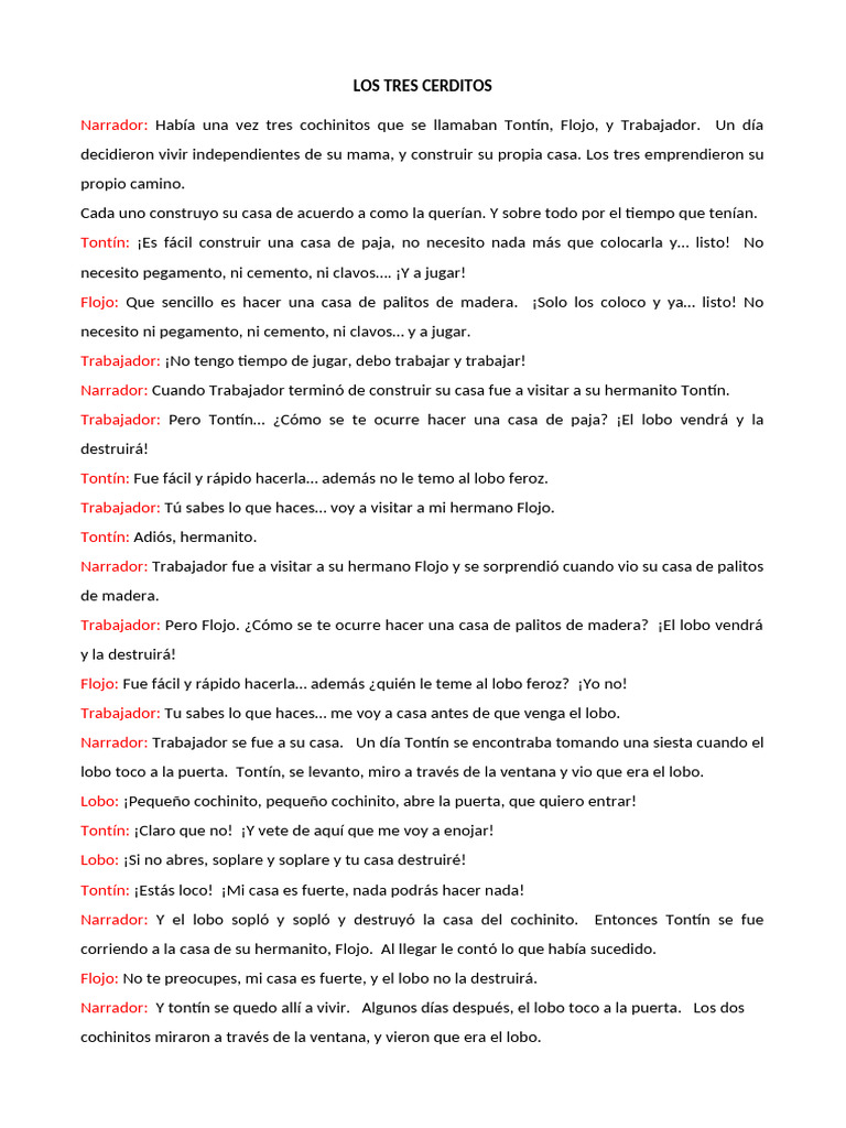 La Fábula de los Tres Cerditos | PDF