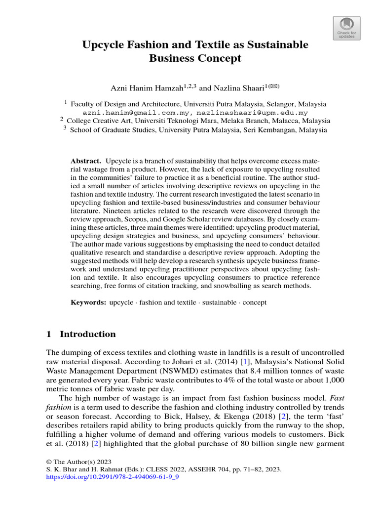Upcycle Fashion and Textile As Sustainable Busines | PDF | Textiles ...