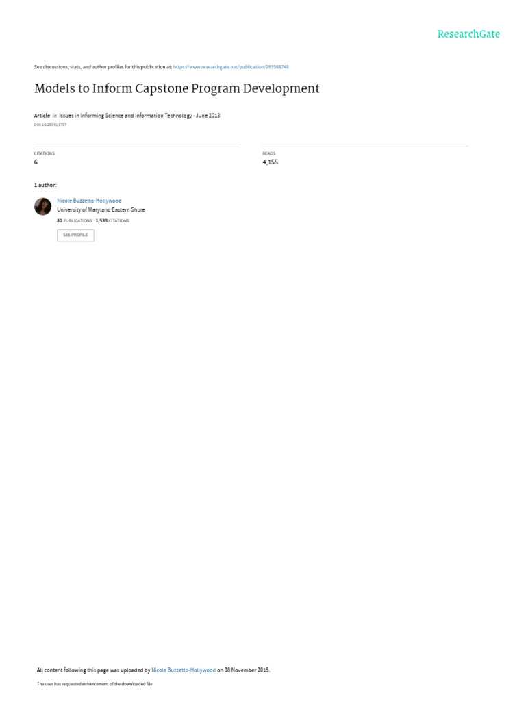 Models To Inform Capstone Program Develo | PDF | Learning | Educational ...