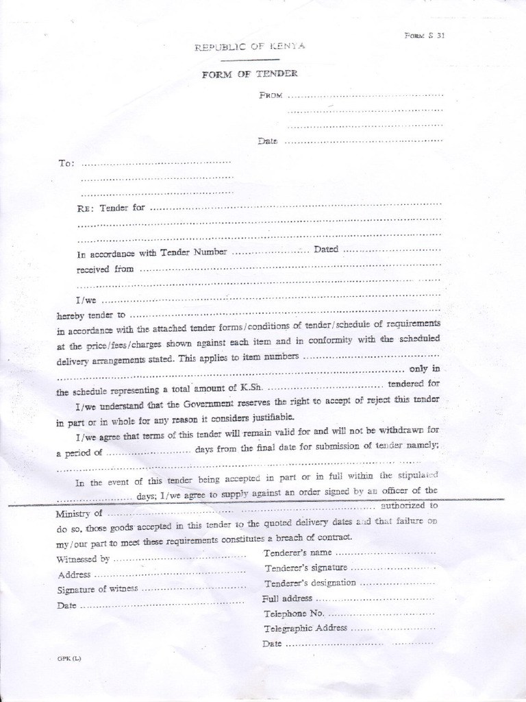 Form of Tender | PDF