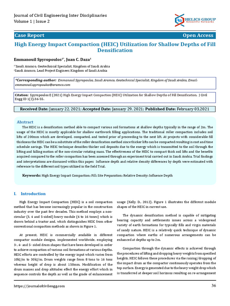 HEIC for Efficient Shallow Fill Densification | PDF | Soil | Sintering