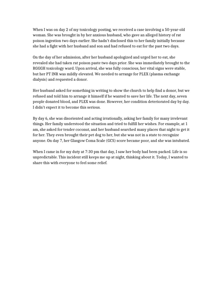 Toxicology Case Story | PDF