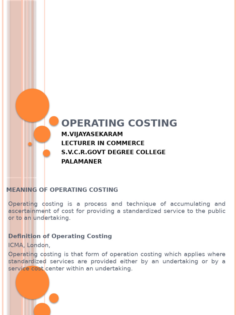 8648operating Costing Explanation | PDF | Expense | Cost