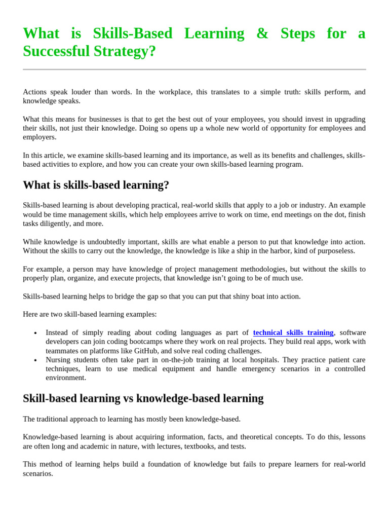 What is Skills | PDF | Mentorship | Learning