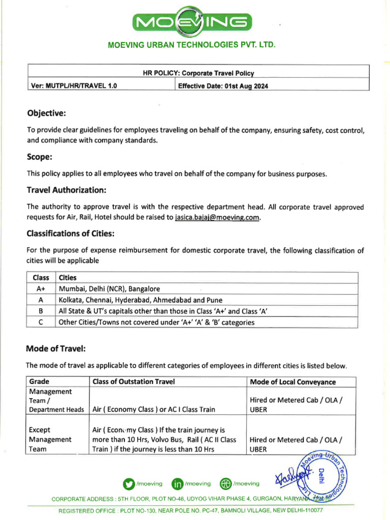 Travel Policy | PDF